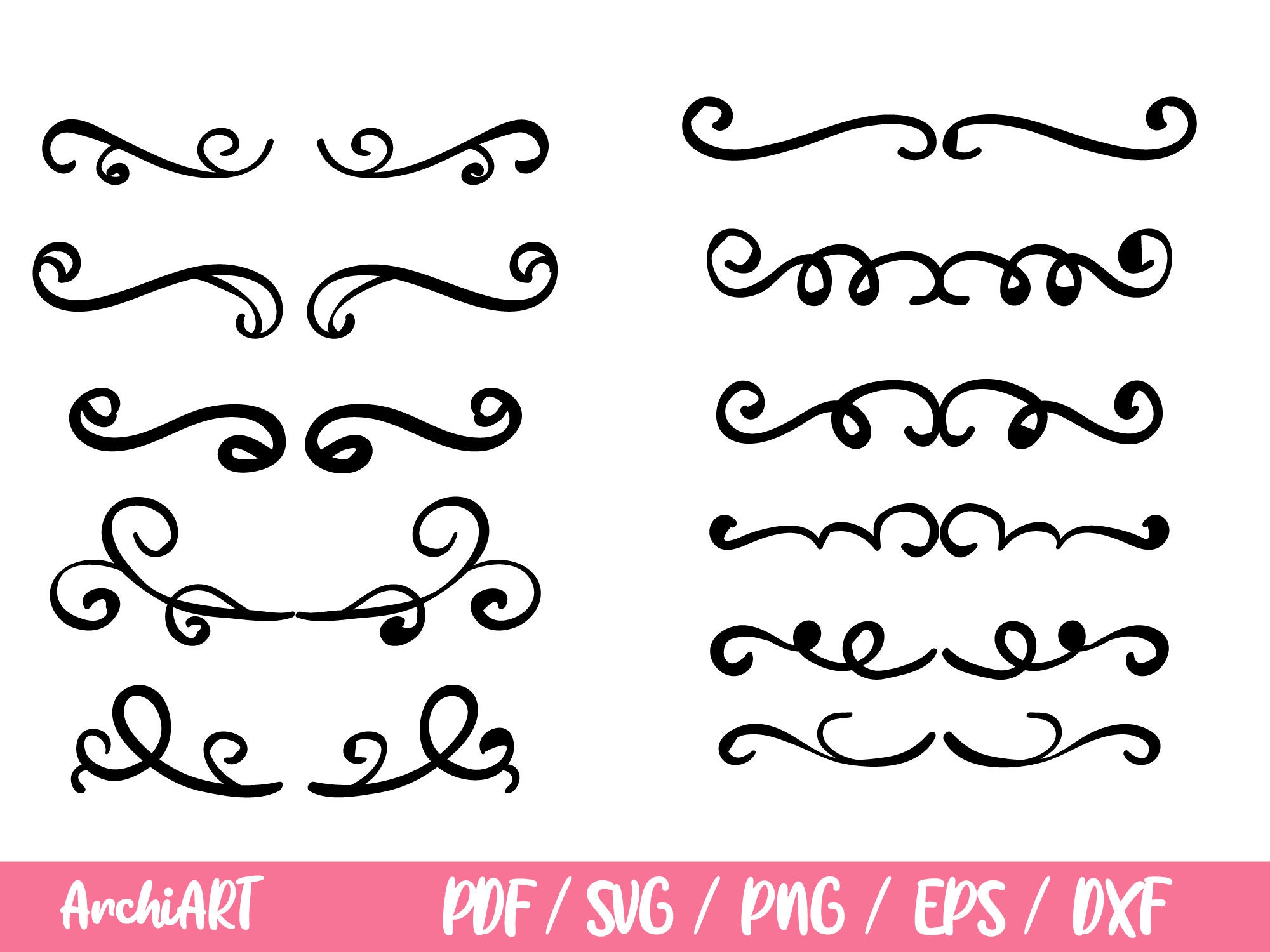Dividers Bundle Svg, Text Dividers Svg, Flourish Svg, Divider Clipart ...