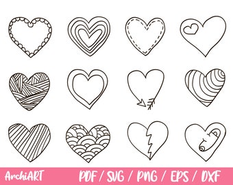 Heart Svg Bundle Hearts Svg Love Svg Doodle Heart Svg Valentine Svg ...