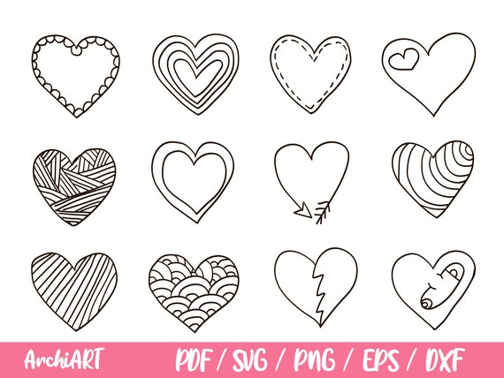 Heart Svg Bundle Hearts Svg Love Svg Doodle Heart Svg - Etsy