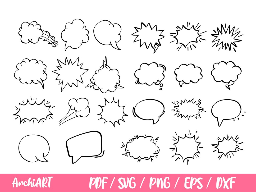 Comic Balloon Bubble Art & Words Bundle, Bang Boom Blast Svg Bundle ...