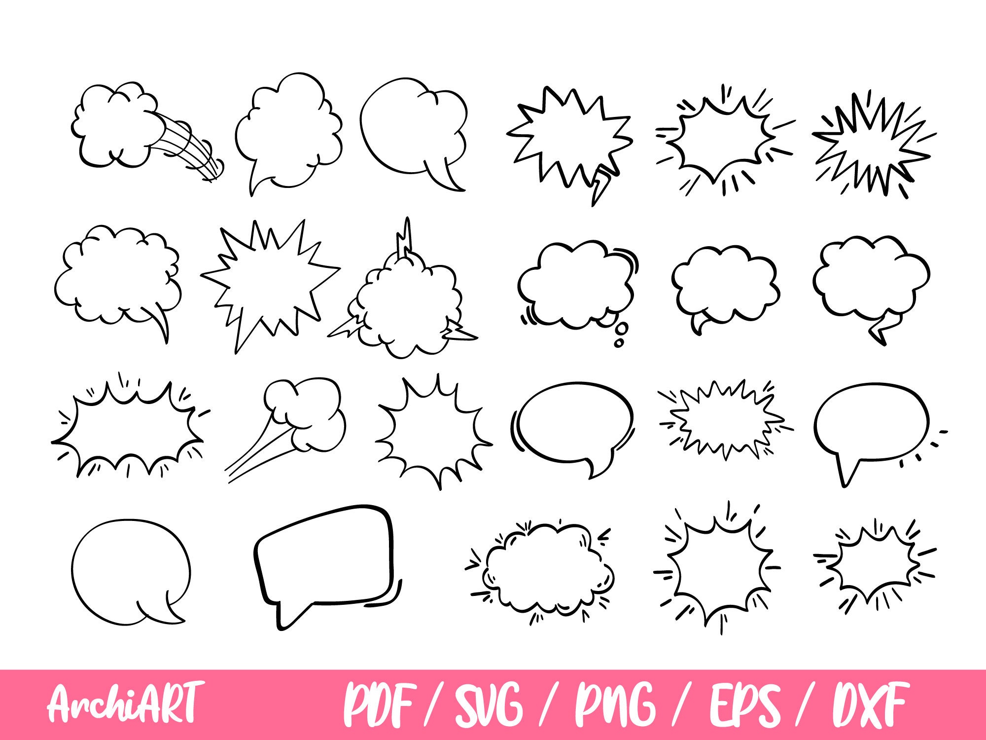 Black And White Superhero Words Clipart