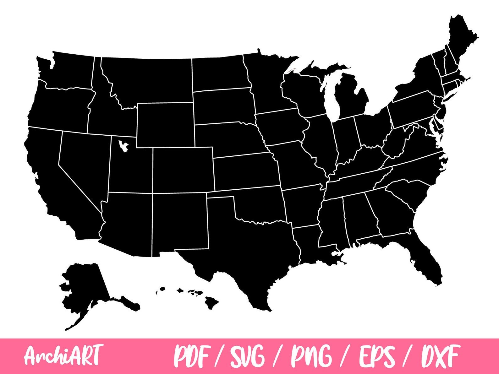 USA MAP SVG Files, States Svg Files for Cricut, All States Svg File ...