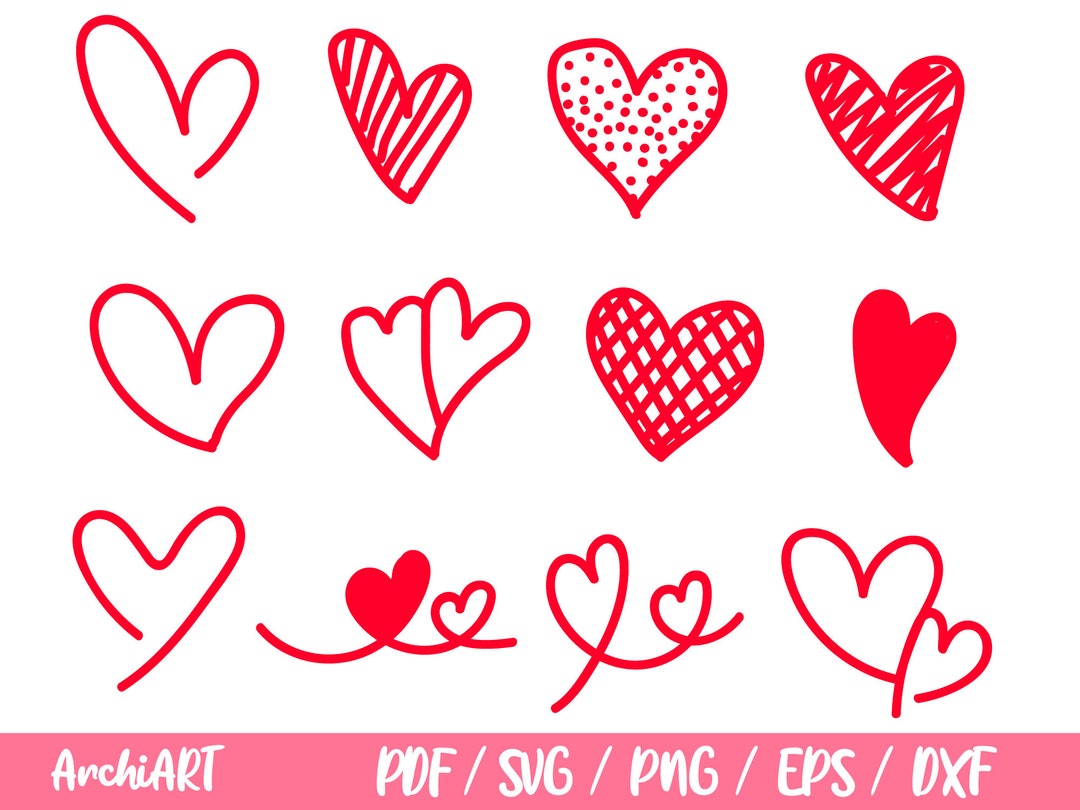 Heart Svg Bundle Hearts svg Love Svg Doodle Heart Svg Valentine Svg ...