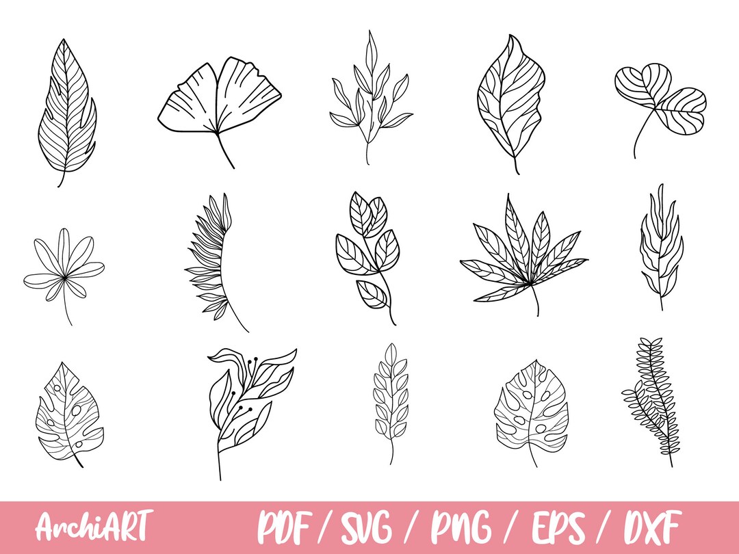 Leaves Svg 15 Leaves Svg Bundle Greenery Svg Leaf Border Svg Branch Svg ...