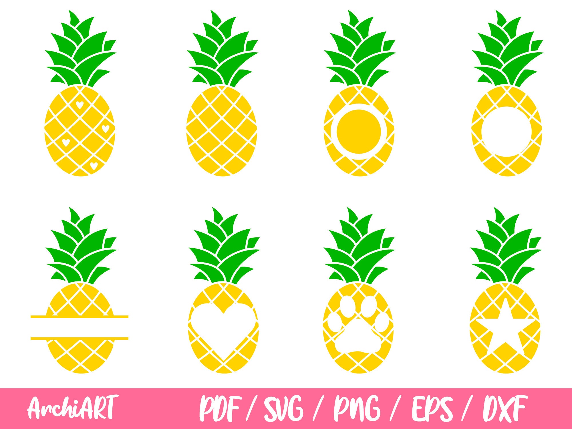 Pineapple Svgfruits Dxffruit Svgfurit Cut Filepineapple - Etsy