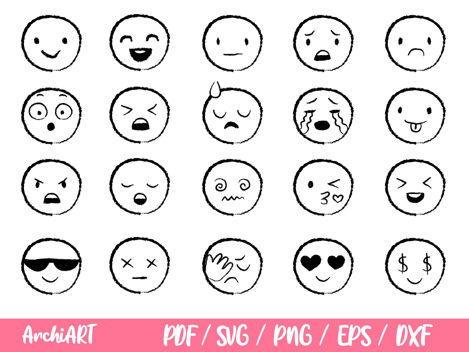Emoji SVG PNG Bundle / Icons, Social Media, Print and Stickers / SVG ...