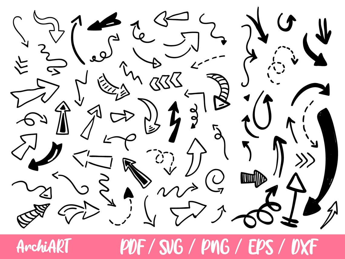 67 Arrows Cricut File Svg, Hand Drawn Arrows Svg ,arrows Svg Bundle ...