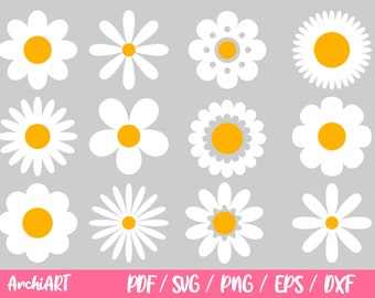 Daisy SVG Daisy Split Svg Flower Svg Groovy Flower Half - Etsy