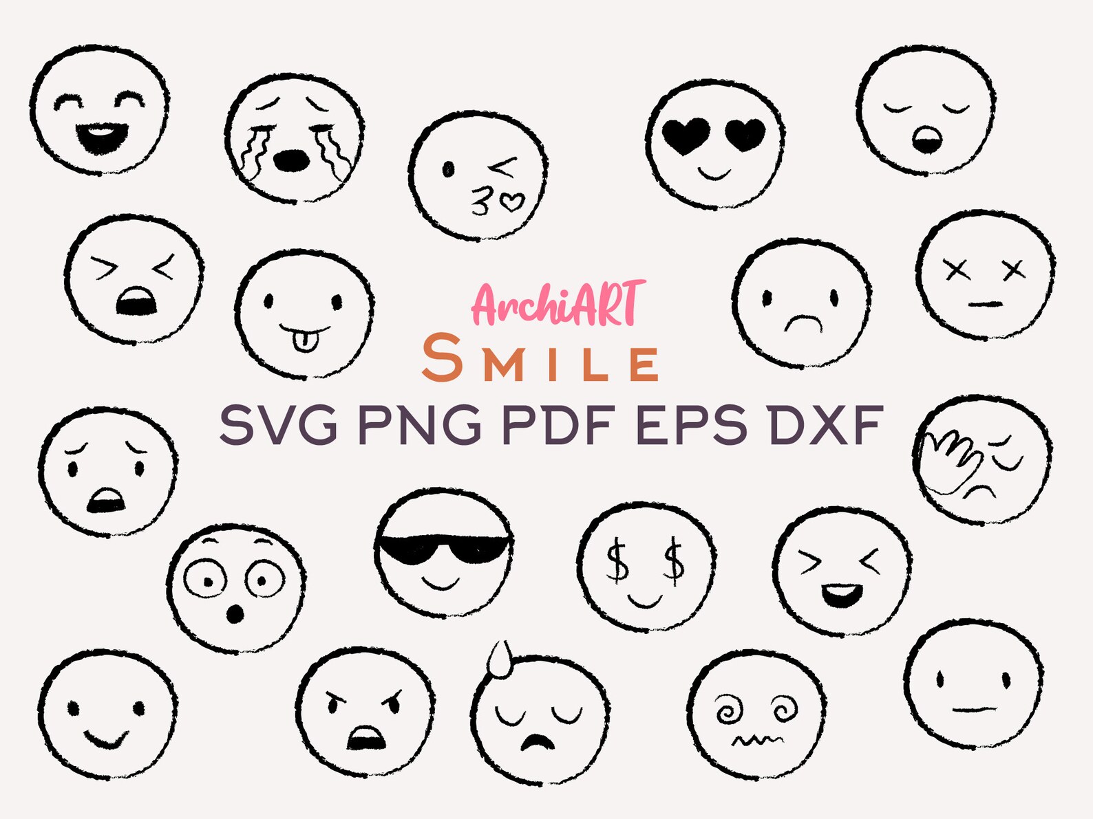 Emoji SVG PNG Bundle / Icons, Social Media, Print and Stickers / SVG ...