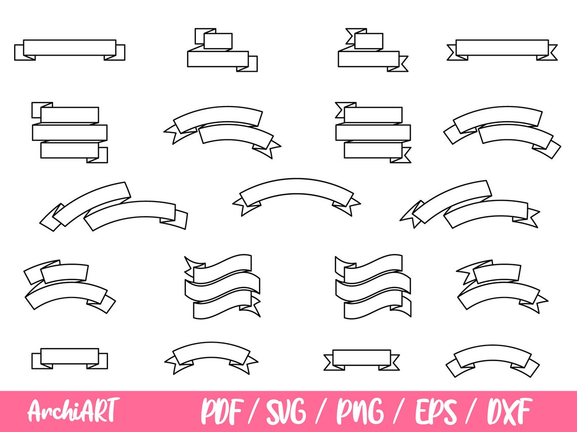 Banner Svg Bundle, Banner Clipart, Banner Png, Banner Vector, Banner Outline, Ribbon Svg, Ribbon ...