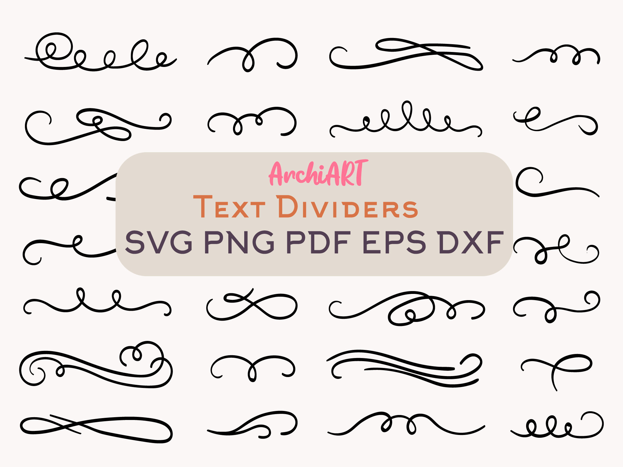 28 Doodle Page Dividers Underline Elements Bundle Swashes Flourishes ...