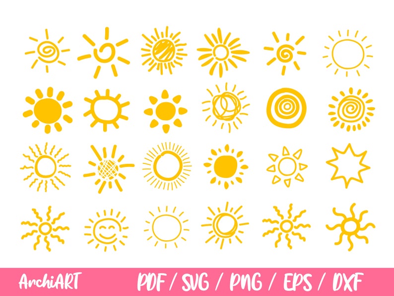 Summer Sun Svg Bundle Sun Vector And Clipart Files Cutting Files