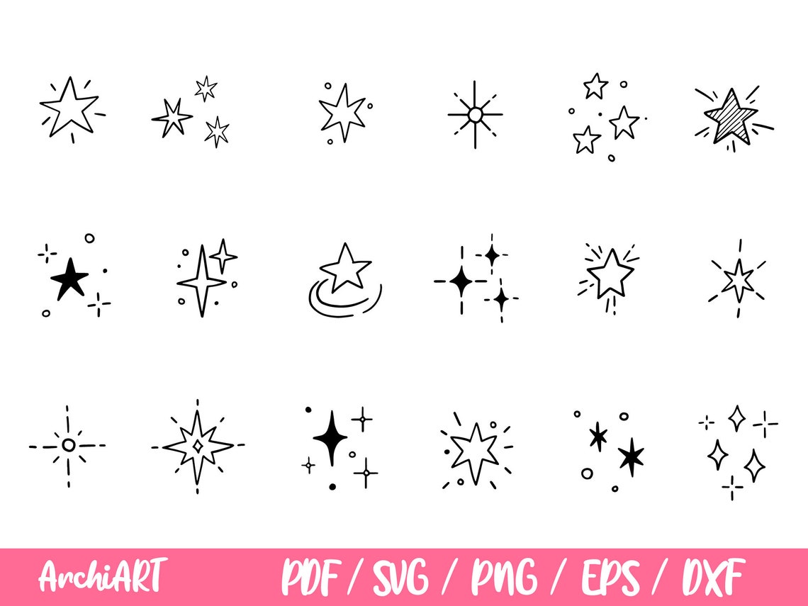 Star Svg for Commercial Use Cricut Cut File Star Outline Design Double ...