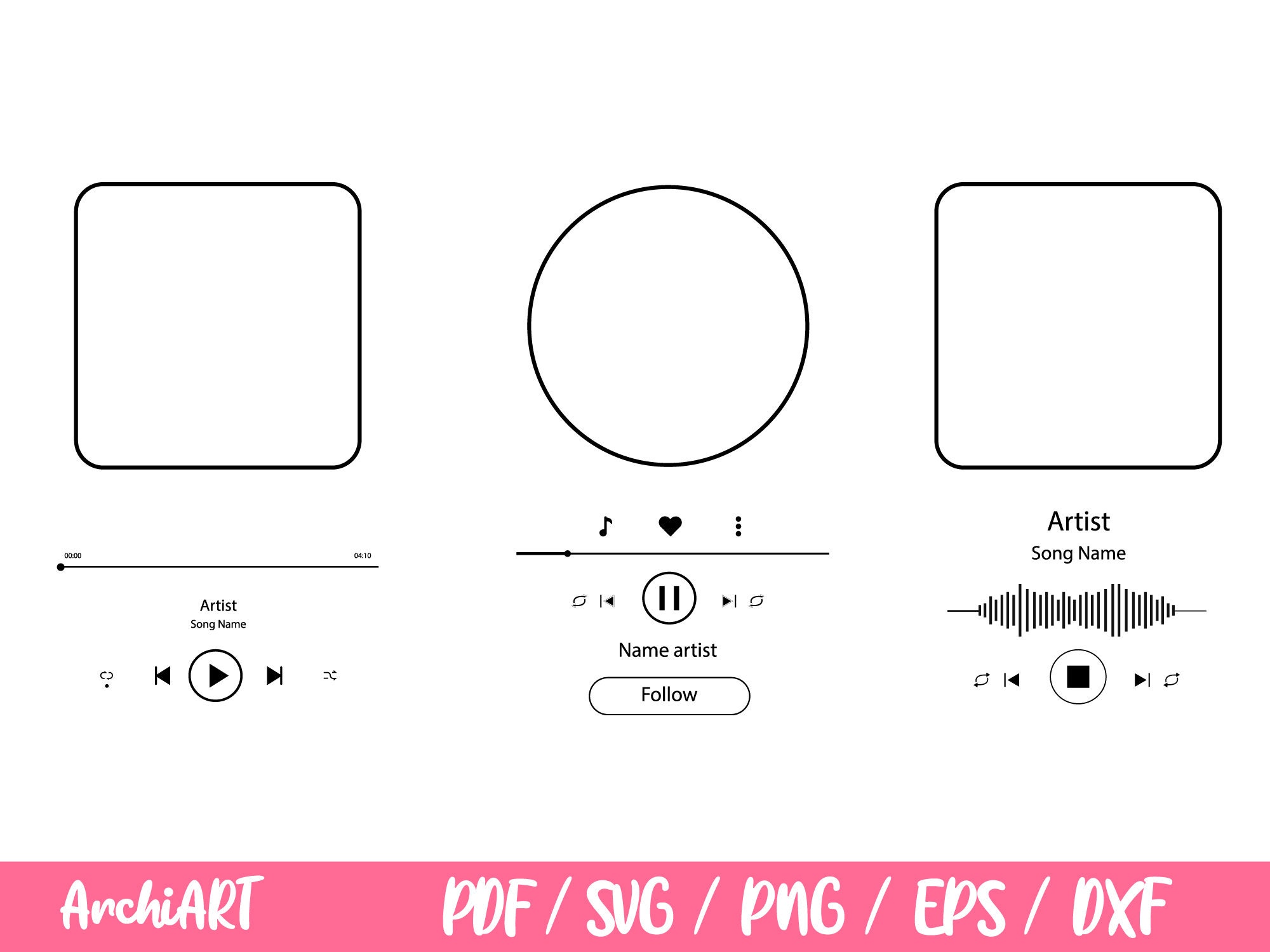 Music Player Svg Bundle Audio Control Svg Play Buttons Svg Cover Svg ...