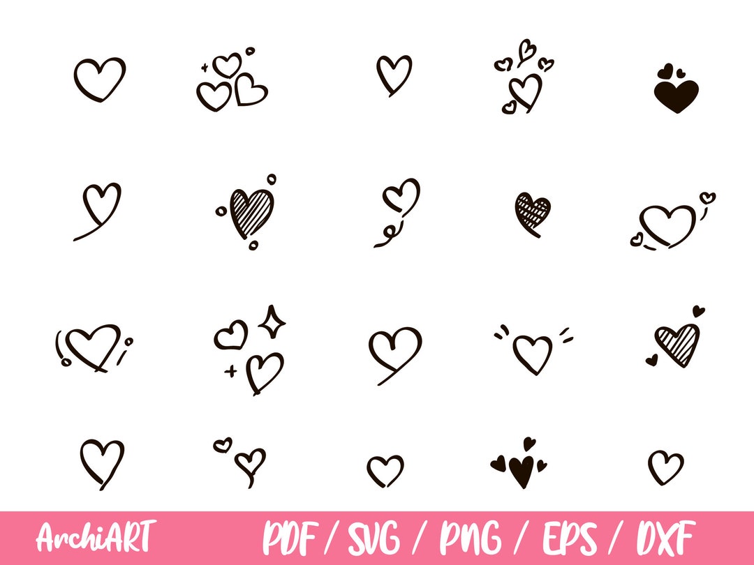 Heart Bundle, Heart Svg, Hand Drawn Heart Svg, Open Heart Svg, Doodle ...