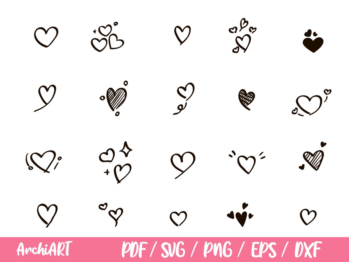 Heart Bundle, Heart Svg, Hand Drawn Heart Svg, Open Heart Svg, Doodle ...