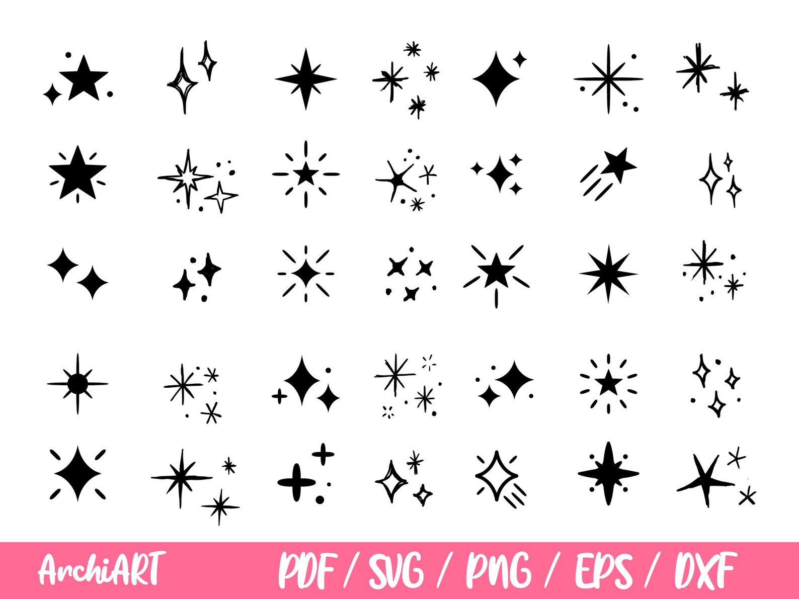 Sparkle Stars Svg Bundle,sparkle Stars Svg,star Svg, Sparkle Pack of ...