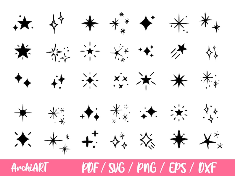 Sparkle Stars Svg Bundle,sparkle Stars Svg,star Svg, Sparkle Pack of Set Svg, Image of Stars or ...