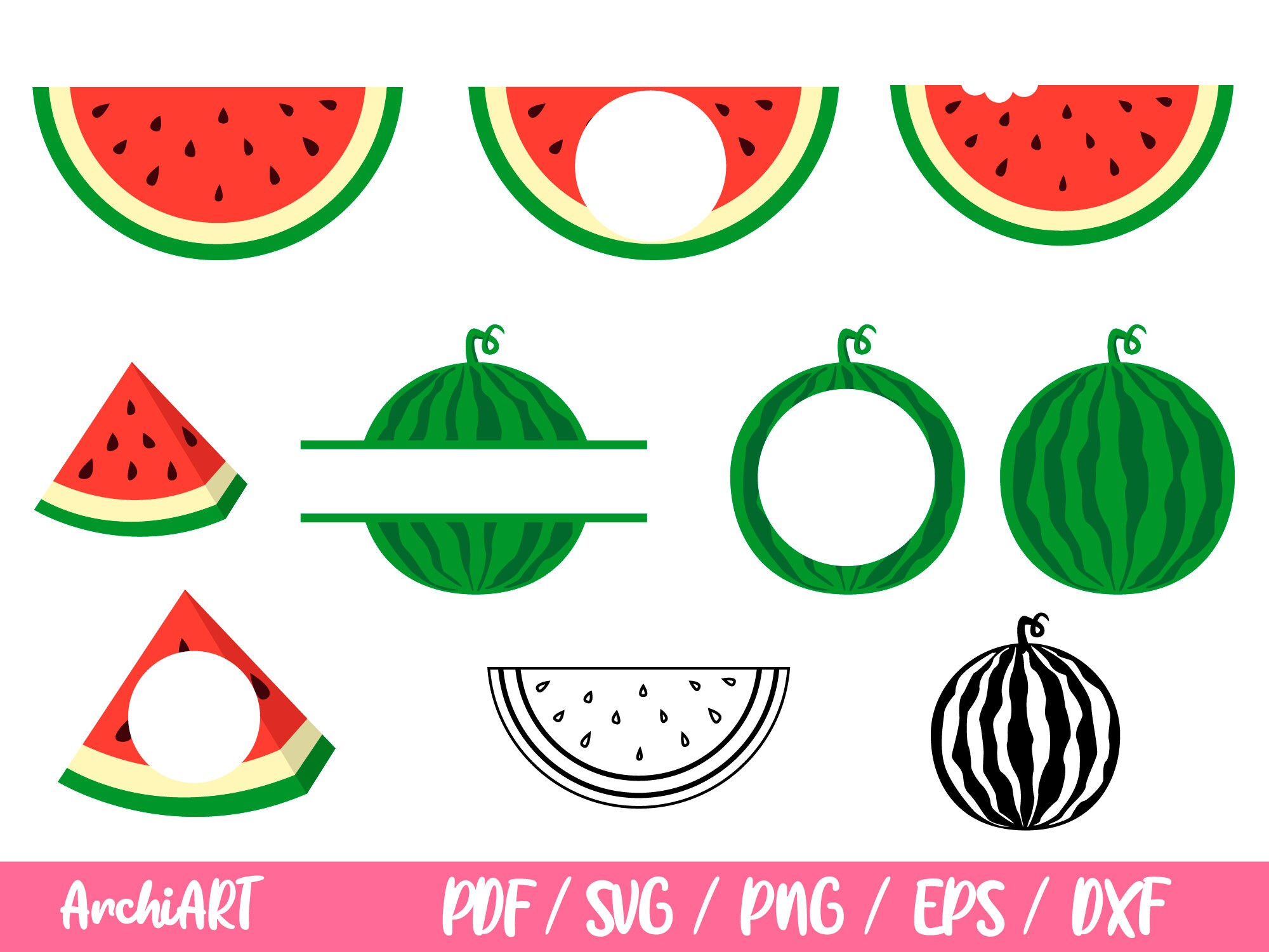 Watermelon Svg,fruits Dxf,summer,fruit Svg,watermelon Slice,cut File ...