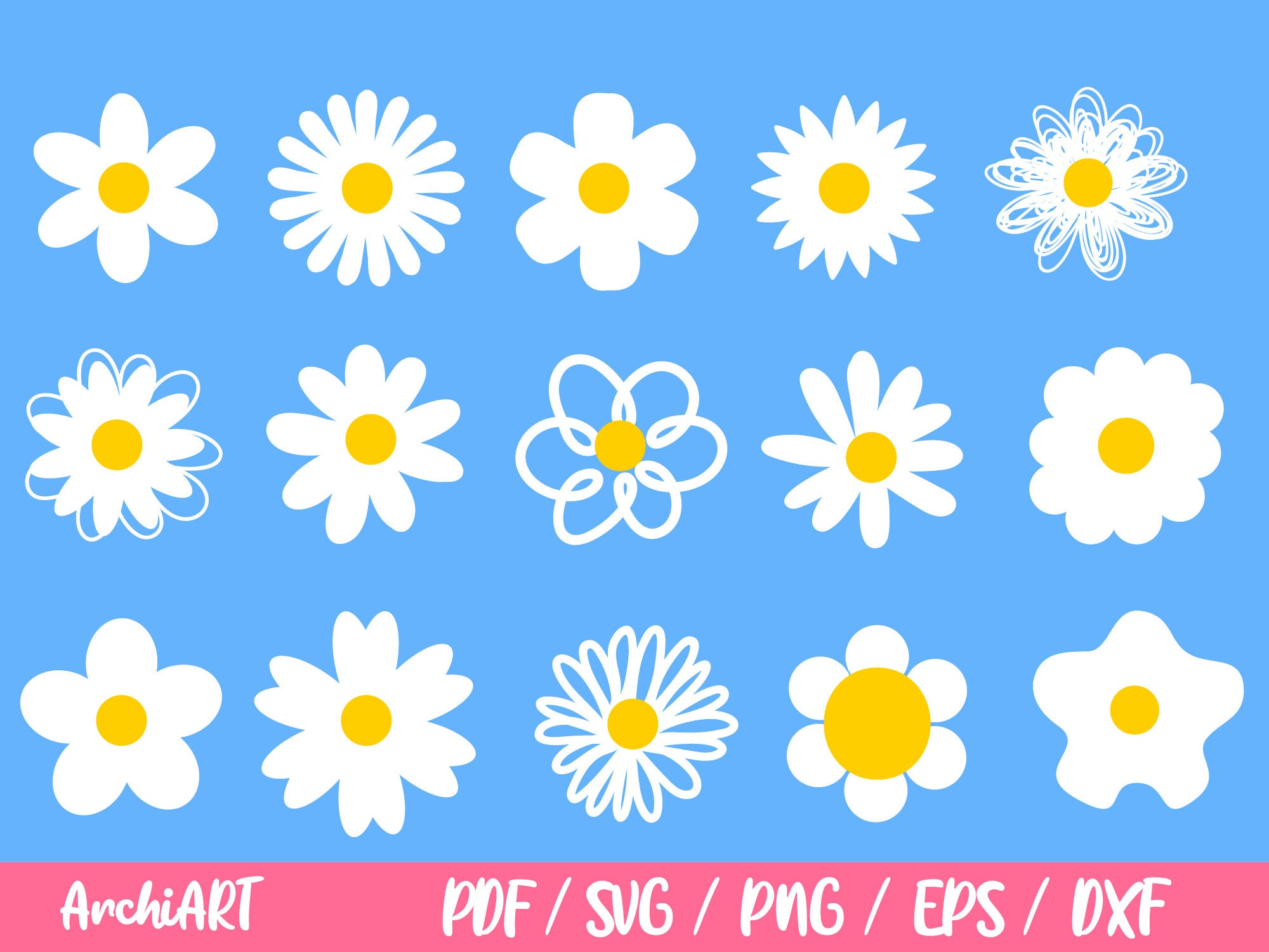 Daisy SVG PNG Flower Download Daisy Clipart Cut Files for Cricut Cameo ...