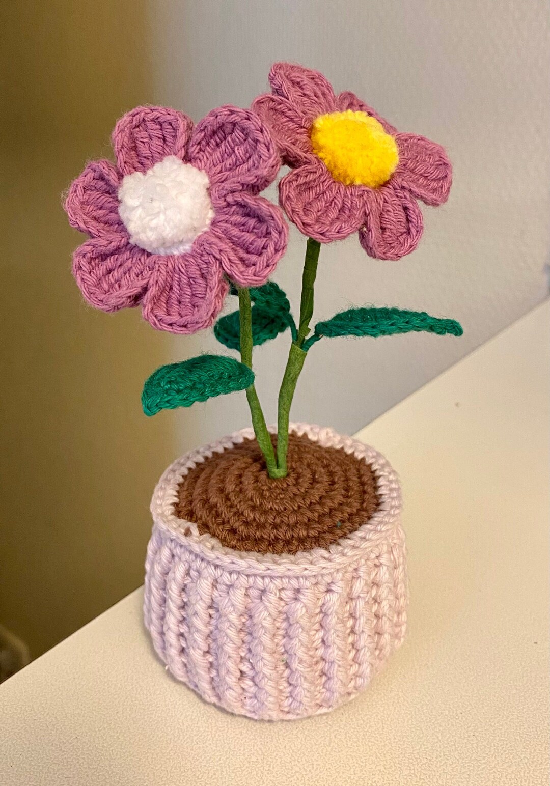 Easy Mini Flower Crochet on a Pot 17 Cm Tall - Etsy
