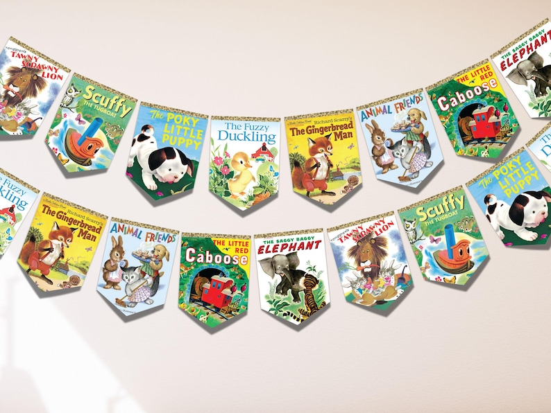 Little Golden Books Bunting | Printable Party Banner | Vintage ...