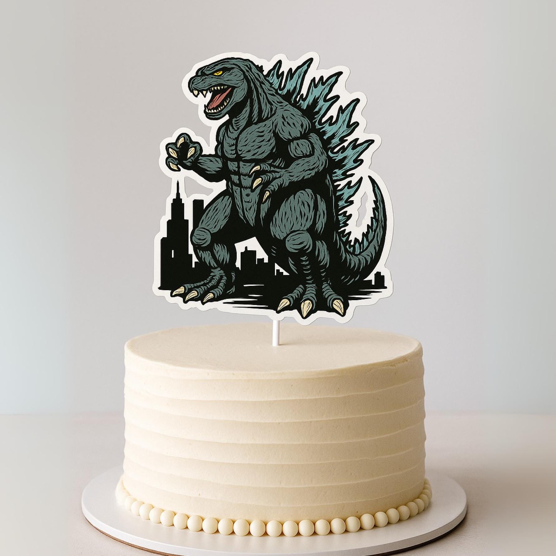 Godzilla Cake Topper Printable | Monster Birthday Centerpiece Cutout ...