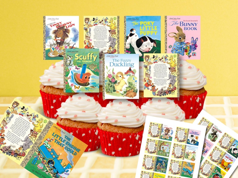 Miniature Little Golden Book Cupcake Toppers | 16 Printable Book Covers ...