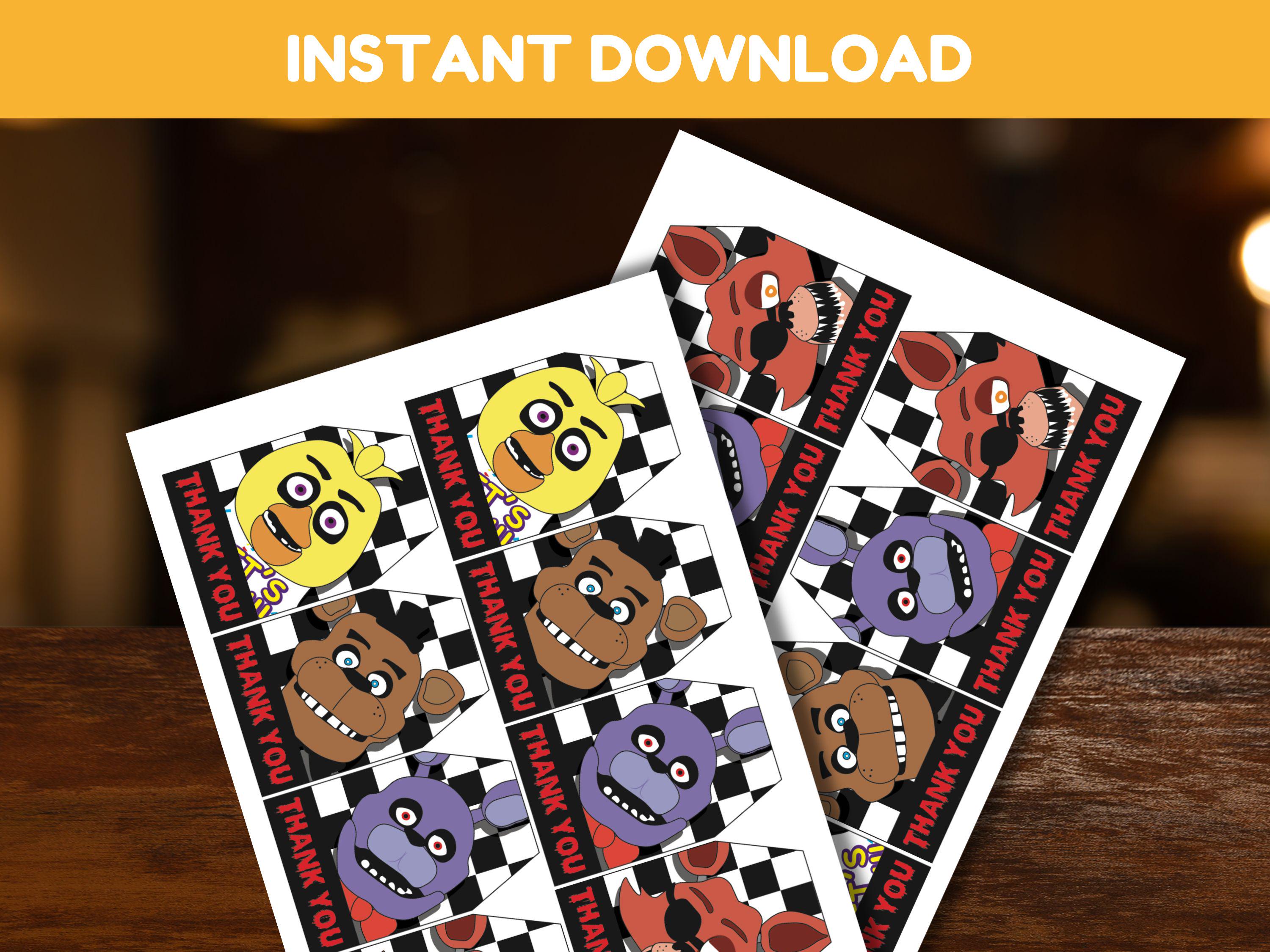 Five Night's at Freddy's Thank You Tags – Party Favor Tags – Digital ...