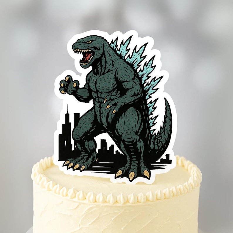 Godzilla Cake Topper Printable | Monster Birthday Centerpiece Cutout ...