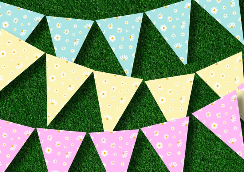 Daisy Bunting Banner: Pastel Floral Party Decor (digital Download) - Etsy
