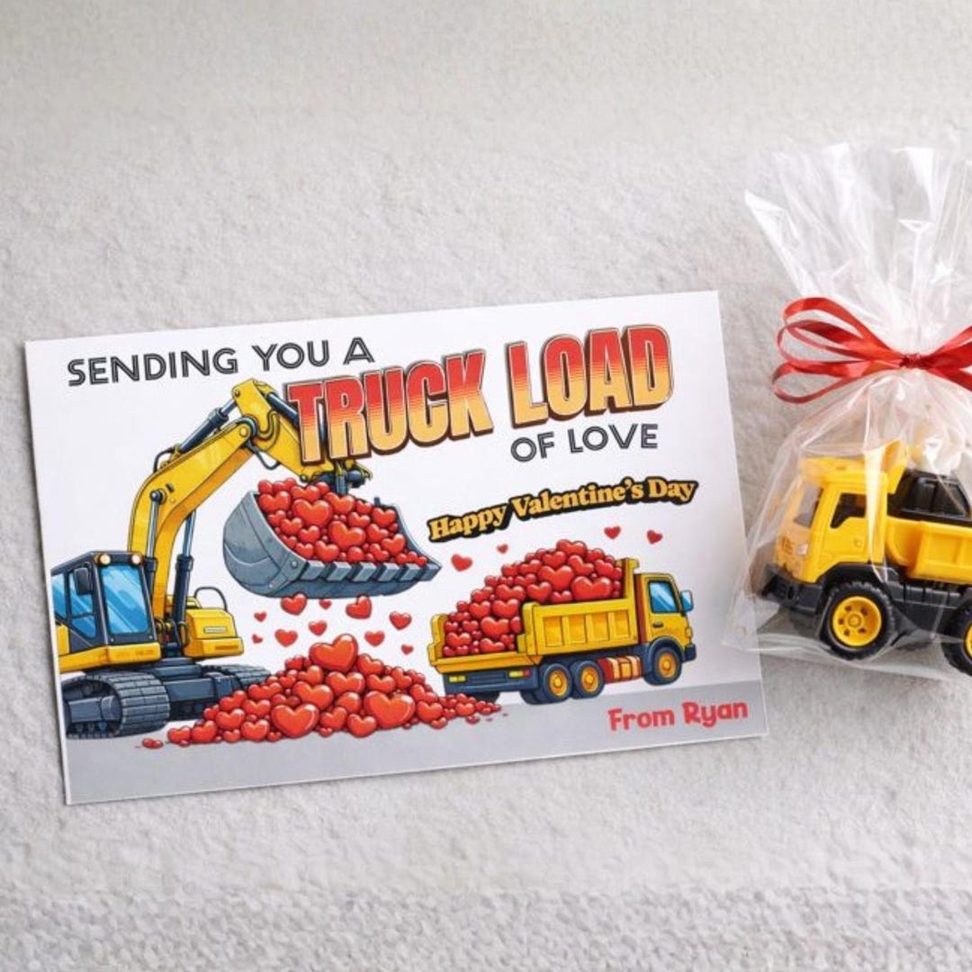 Truck Valentine Card for Kids | Editable Canva Template | Sending You a ...