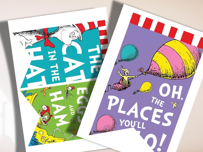 Dr Seuss Book Cover Bunting | Printable Banner | 2 Sizes Included ...