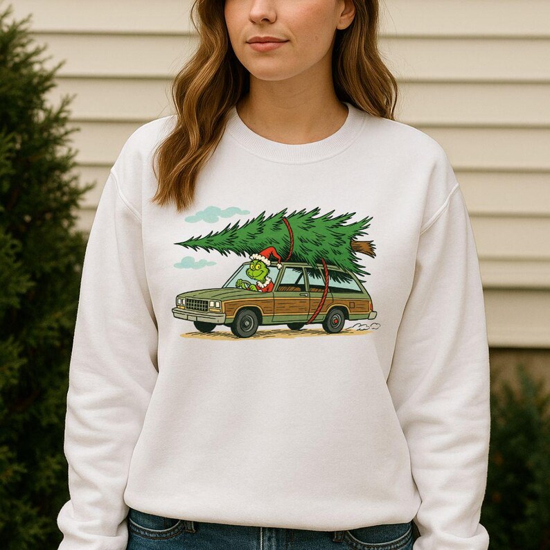 Funny Grinch Driving Christmas Car PNG | Retro Holiday Truck Clipart ...