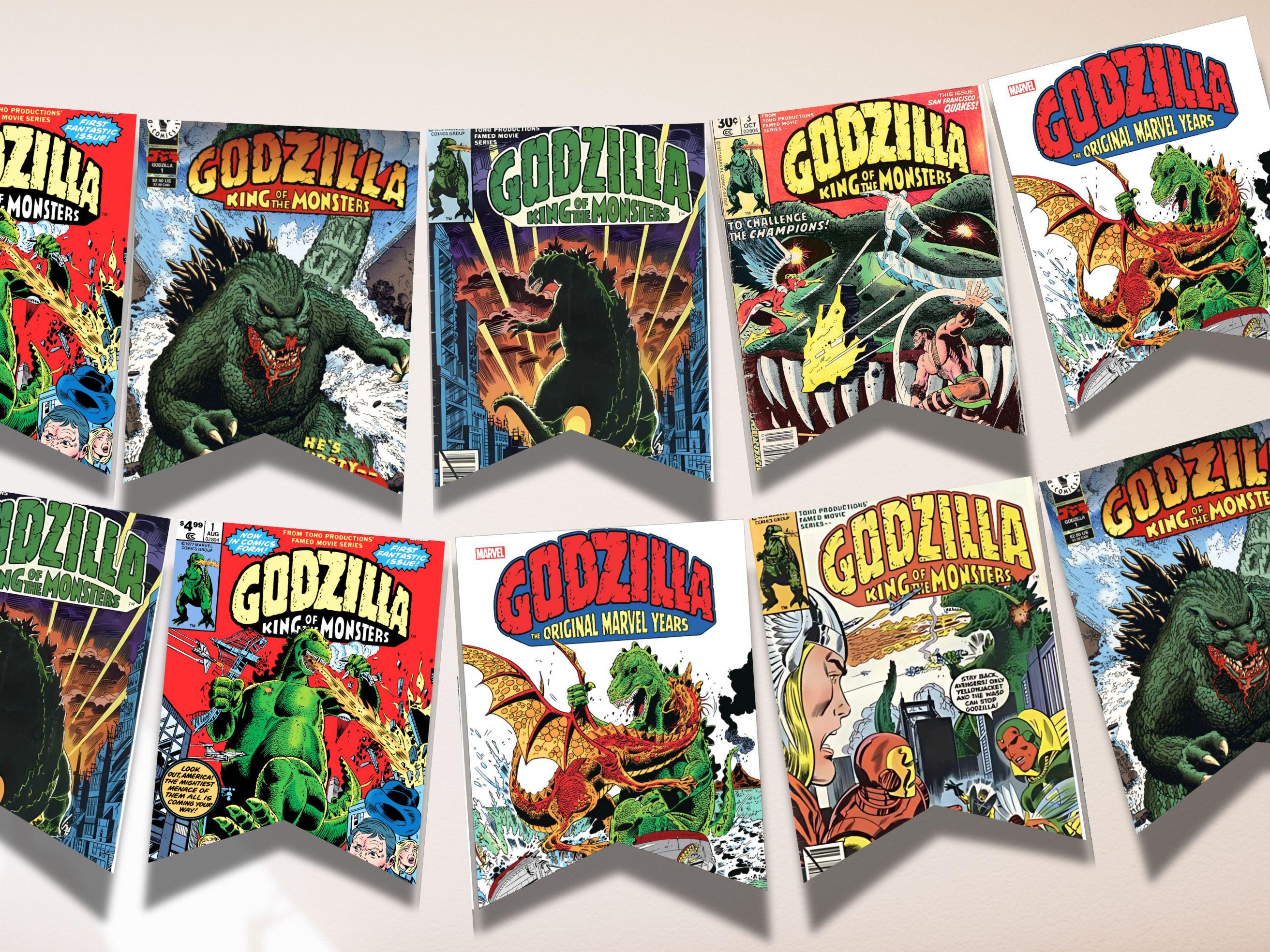 Godzilla Birthday Bunting: Comic Book Style Party Banner (digital ...