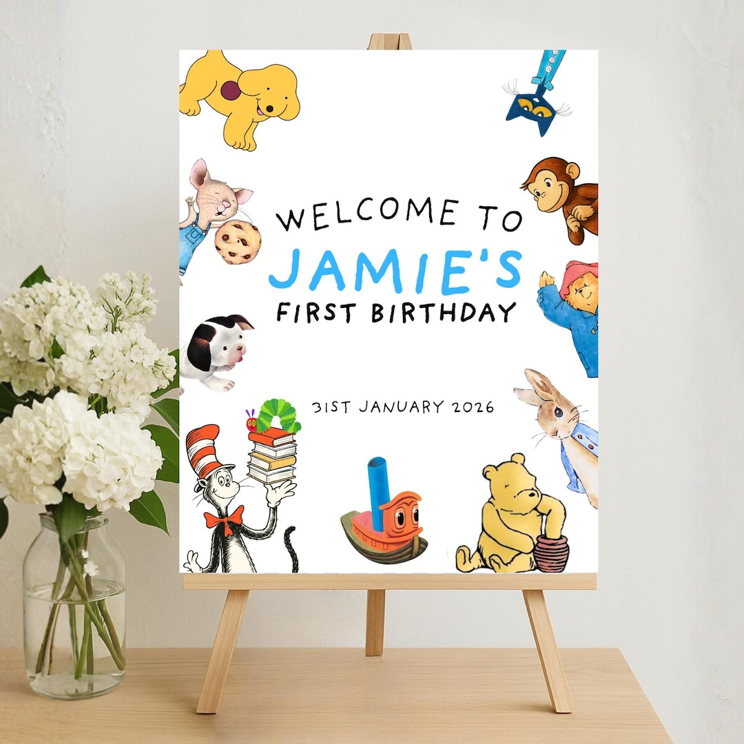 Editable Storybook Birthday Sign | Canva Template | “one for the Books ...