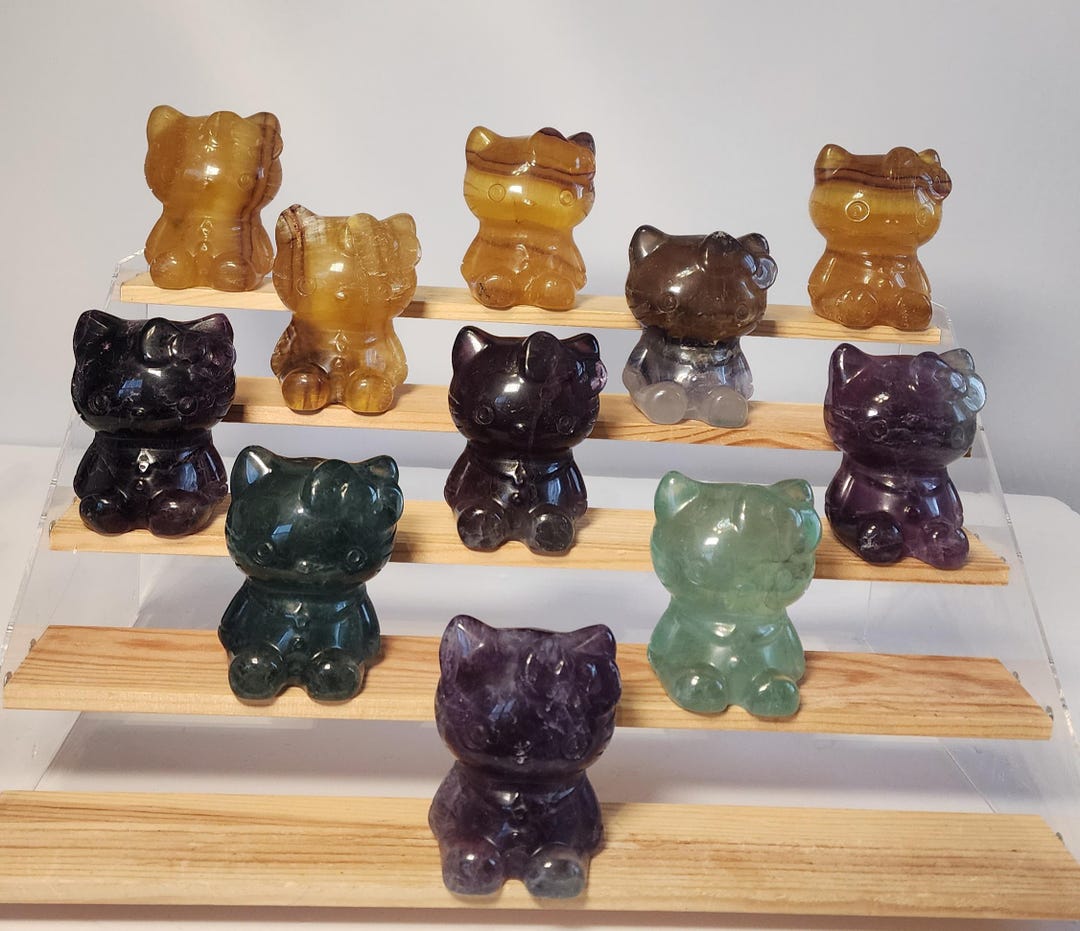Hello Kitty Crystal Carving, Natural Fluorite Hello Kitty by ...