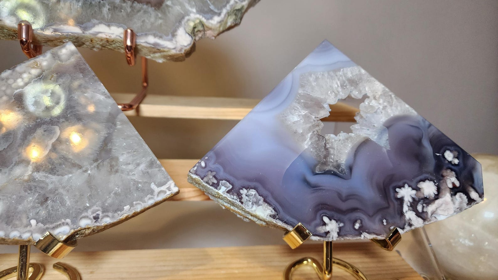 Flower Agate Crystal Slabs, Green Flowers Agate Crystal Slabs, Black ...