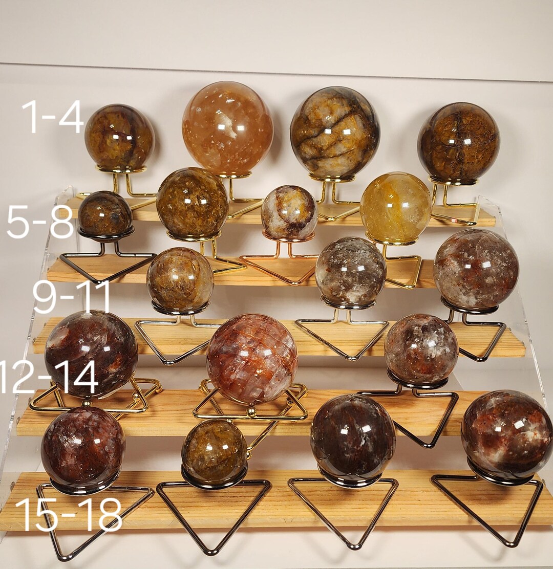 Golden Healer Sphere, Amber Calcite Sphere, Fire Quartz Sphere, Smokey ...