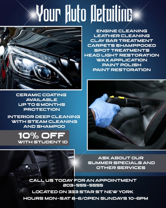 Editable Photoshop Template Detailing Flyer Car Wash - Etsy