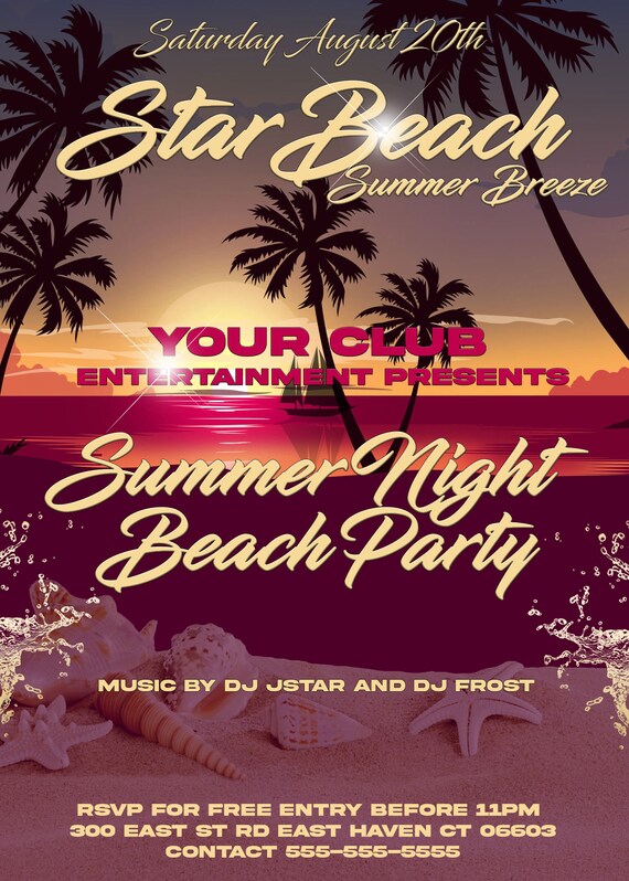 Summer Flyer Flyer Template Club Flyer Beach Party - Etsy