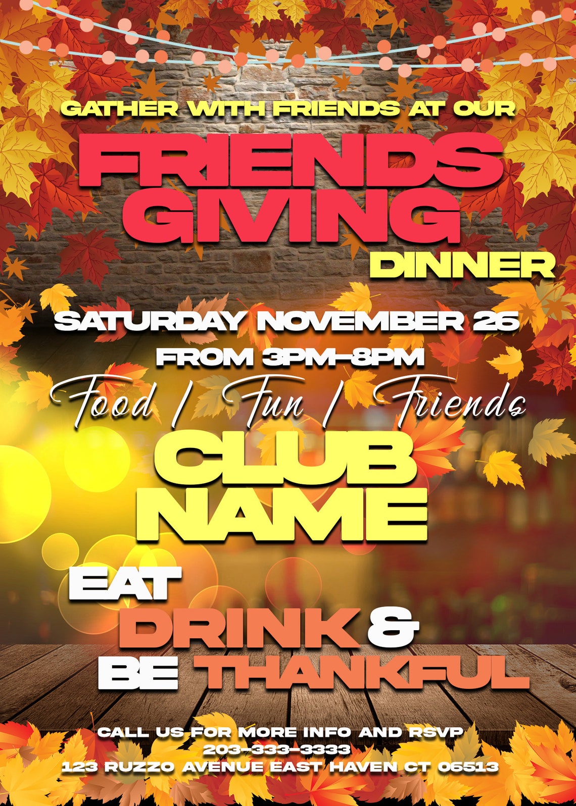 Friendsgiving Thanksgiving Photoshop Flyer Template Family Gathering ...