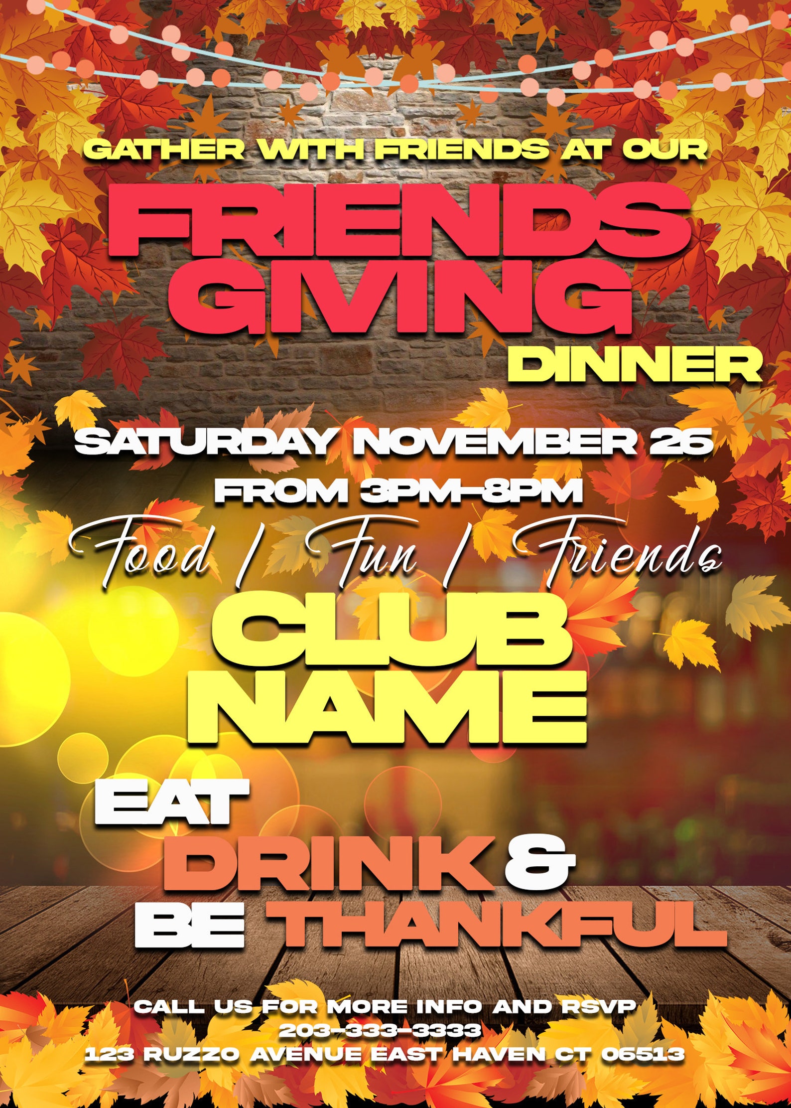 Friendsgiving Thanksgiving Photoshop Flyer Template Family Gathering ...
