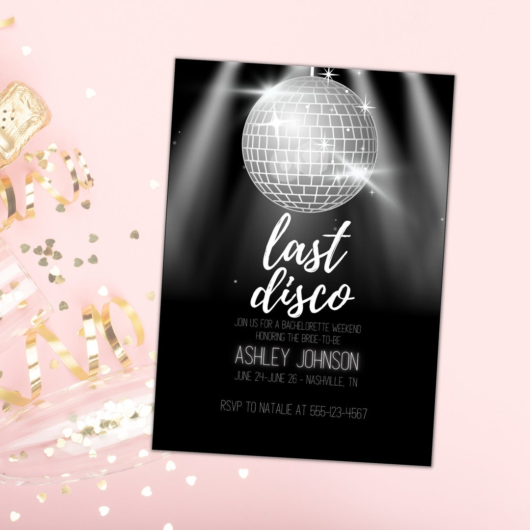 Last Disco Bachelorette Party Invitation, Invitation Template Download ...
