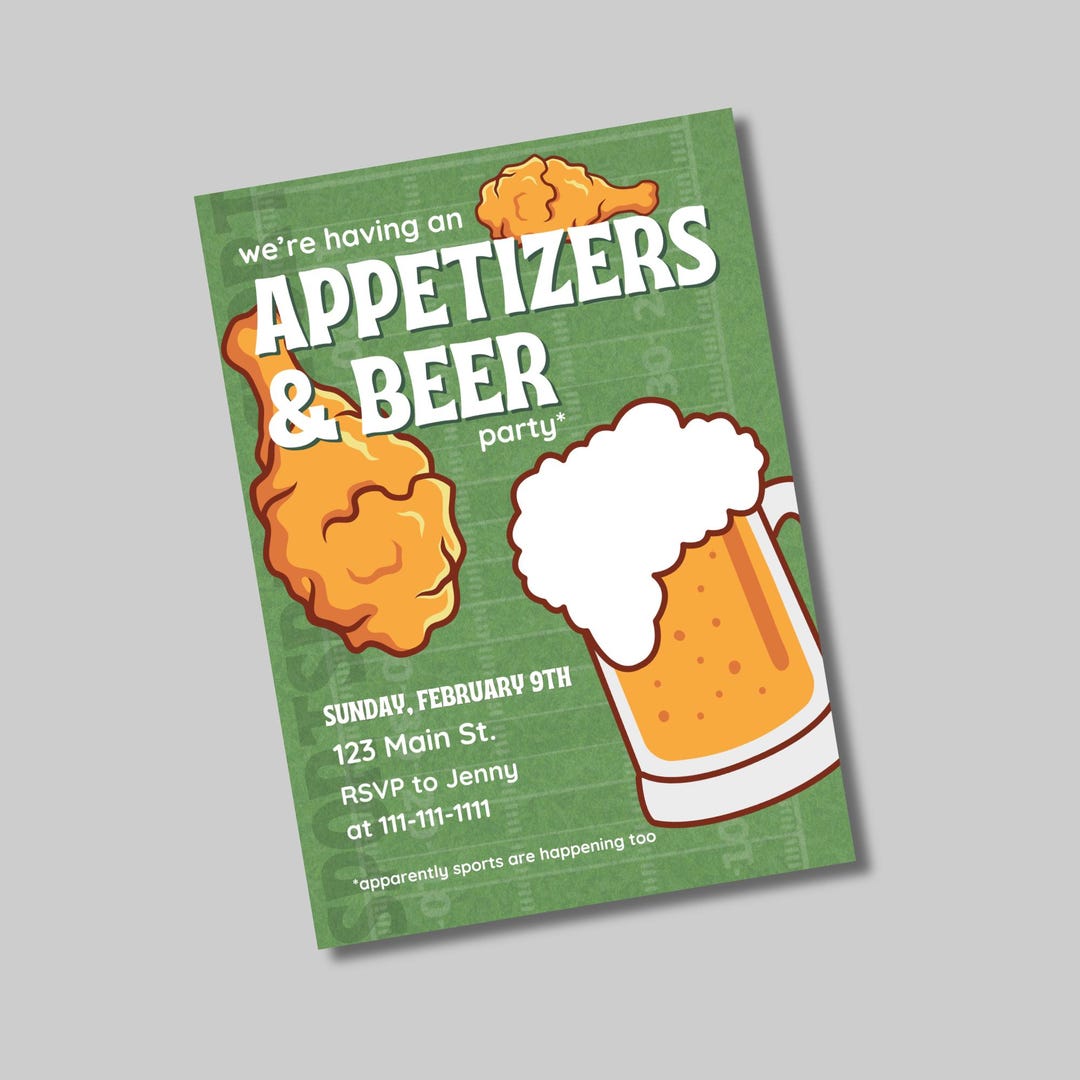 Super Bowl Party Invitation Football Invitation Editable Canva Template ...