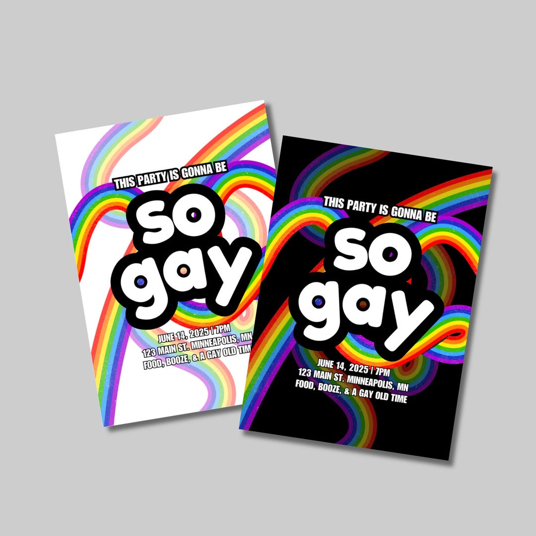 So Gay Pride Party Invitation Canva Template Customizable Pride Evite ...