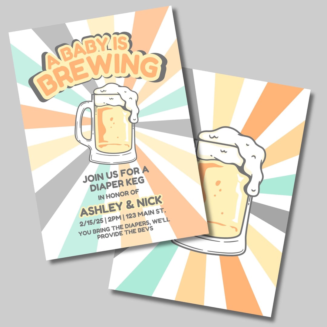 Baby is Brewing Diaper Keg Invitation Editable Baby Shower Invitation ...