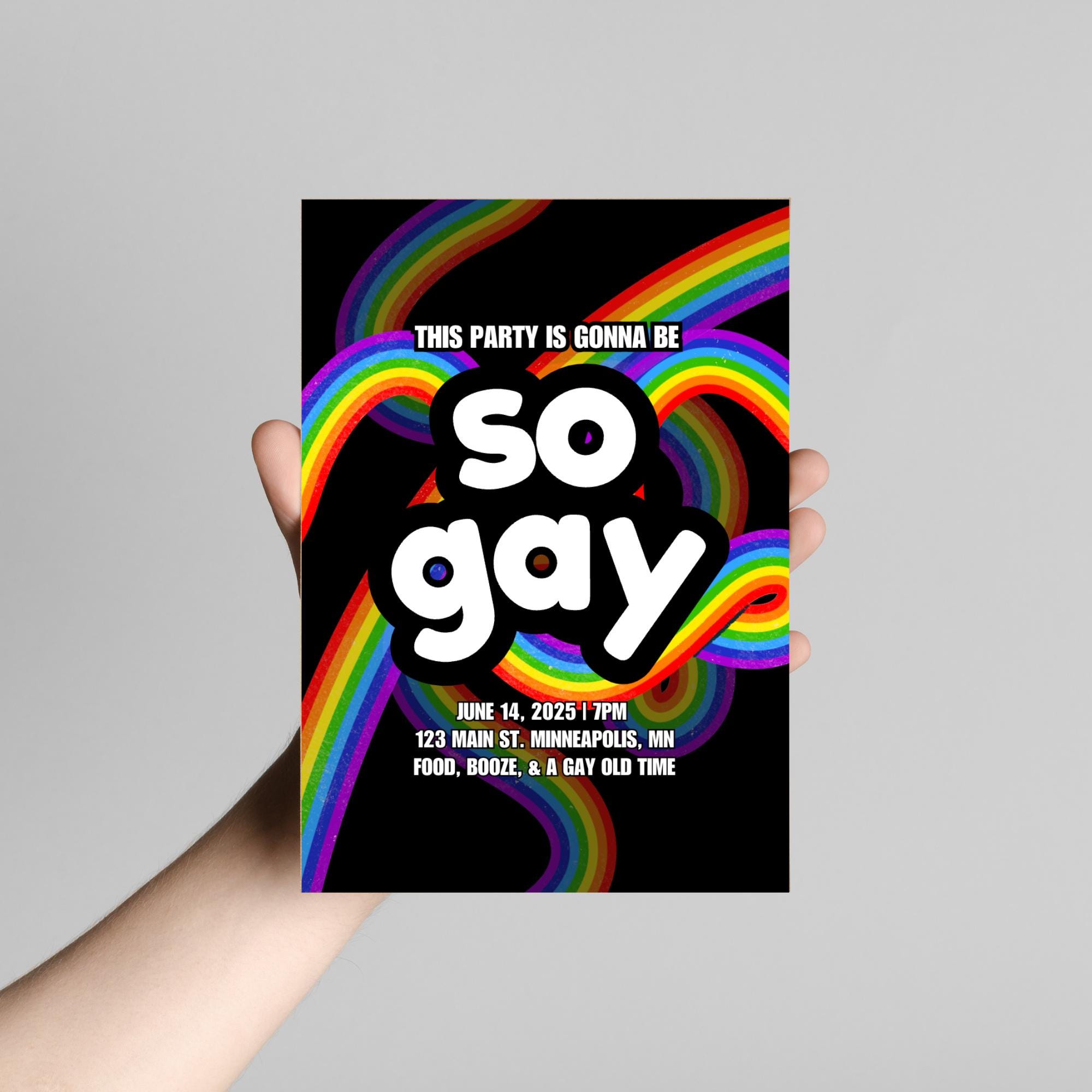 So Gay Pride Party Invitation Canva Template Customizable Pride Evite ...