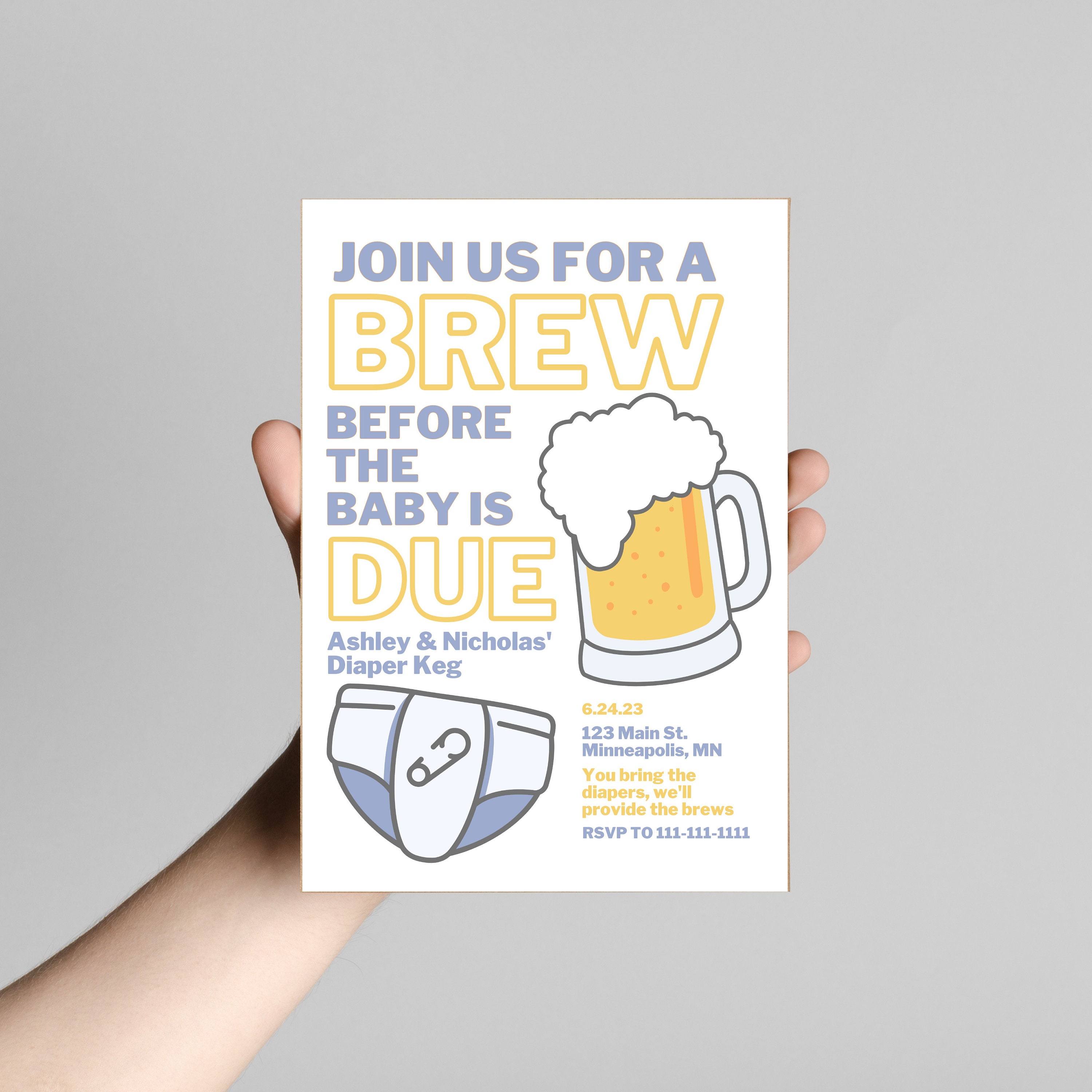 Diaper Keg Invitation Editable Baby Shower Invitation Template Canva ...