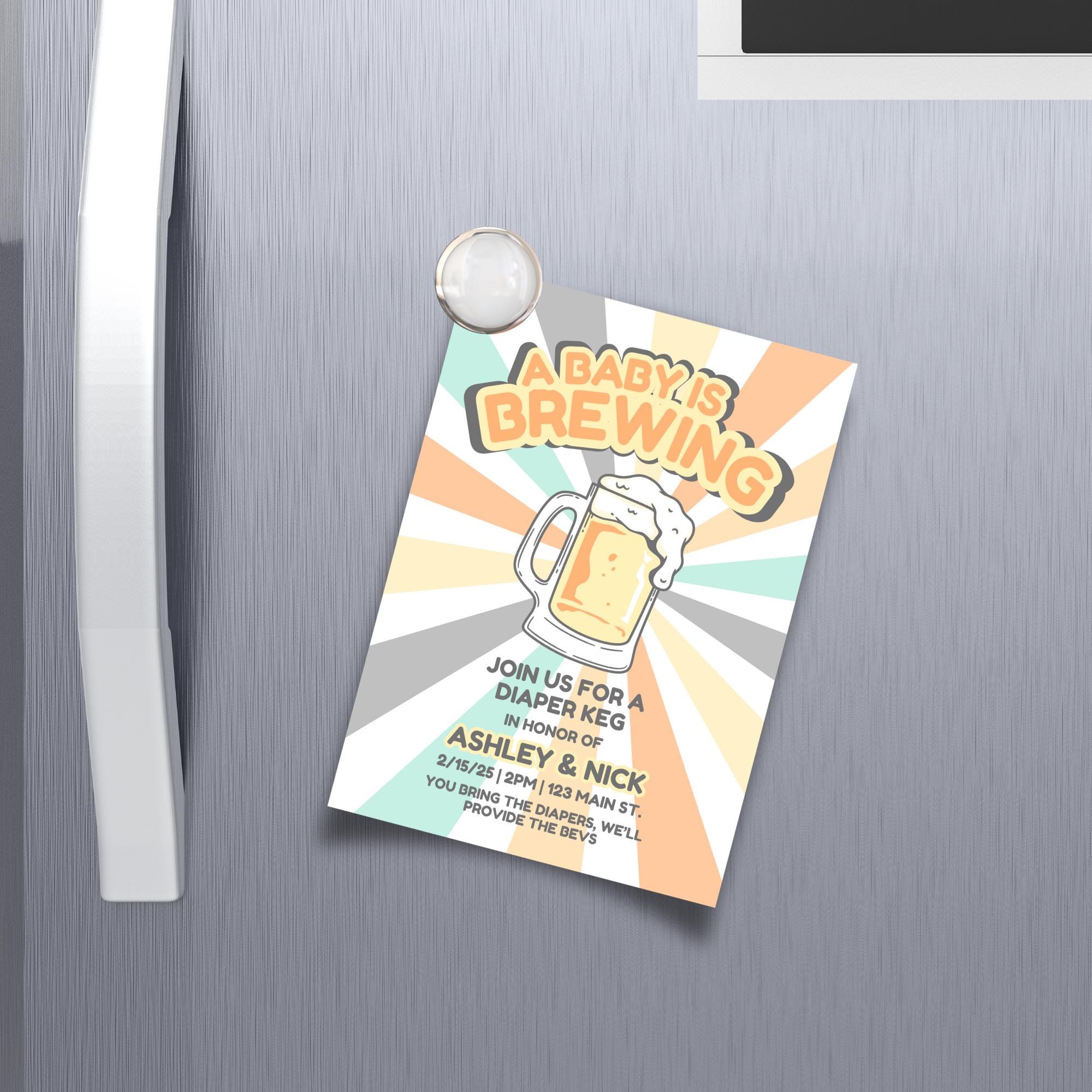Baby is Brewing Diaper Keg Invitation Editable Baby Shower Invitation ...